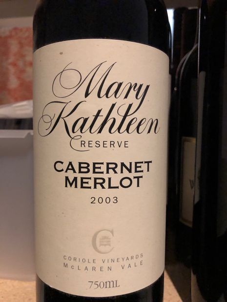 2003 Coriole Cabernet-Merlot Mary Kathleen Reserve, Australia, South ...