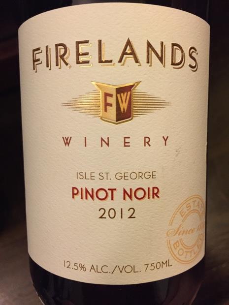2016 Firelands Winery Pinot Noir, USA, Ohio, Isle St. George ...