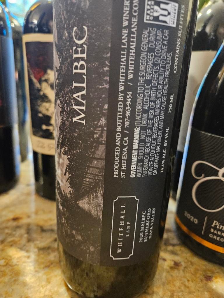 2021 Whitehall Lane Malbec, USA, California, Napa Valley - CellarTracker