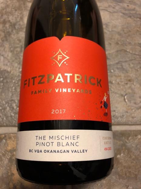 2017 Fitzpatrick Family Vineyards Pinot Blanc The Mischief, Canada ...