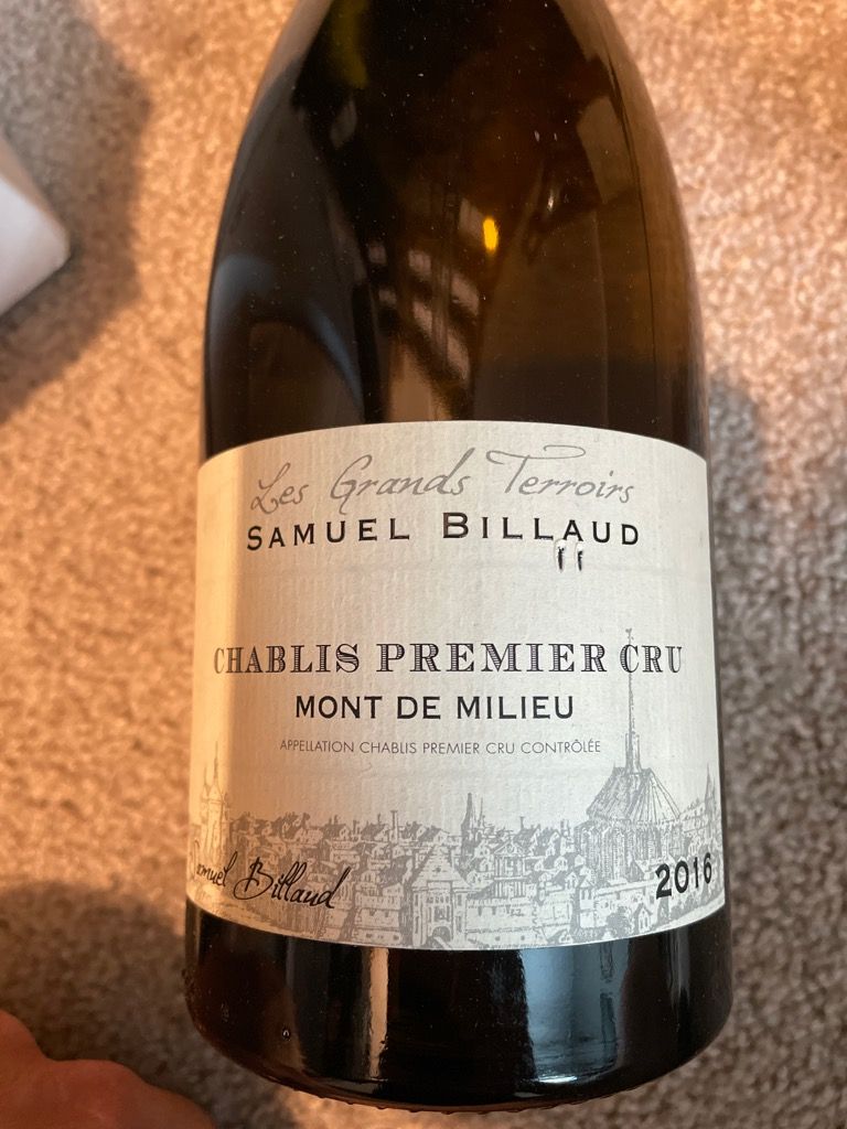 2016 Samuel Billaud Chablis 1er Cru Mont de Milieu, France, Burgundy ...