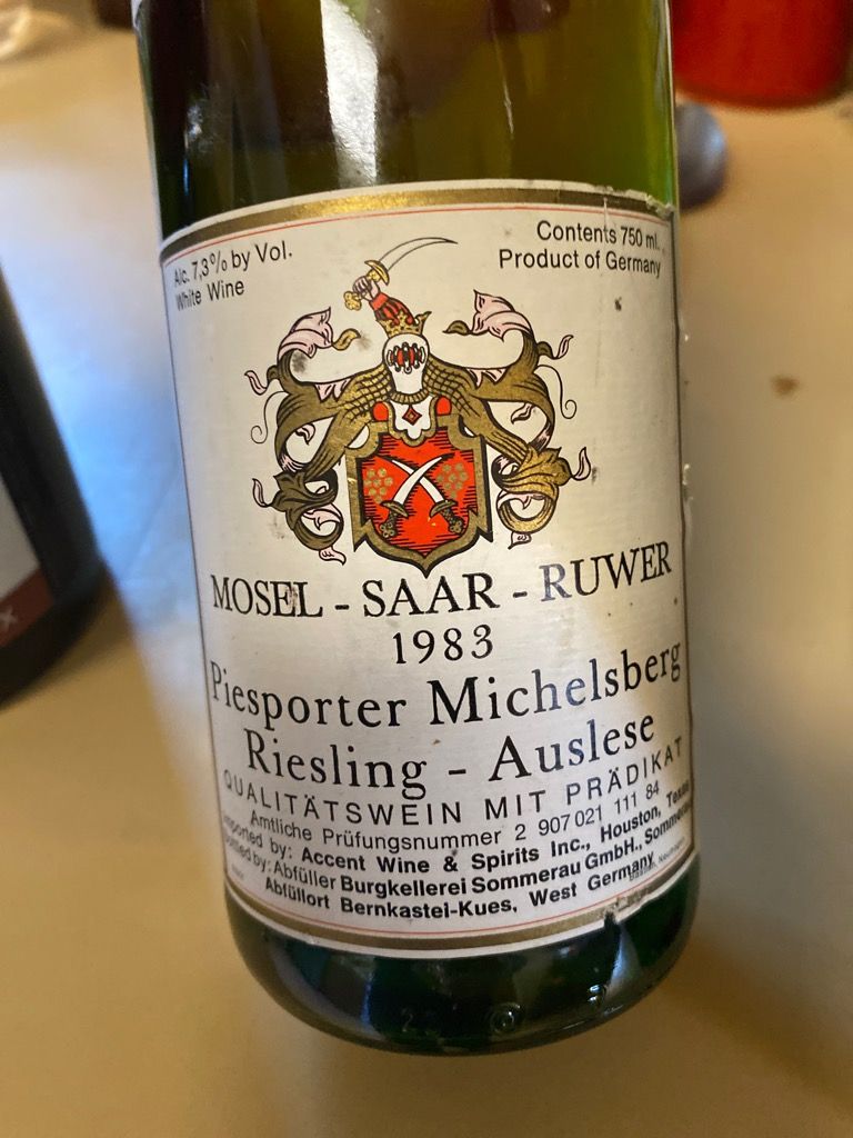 1983 Rheintanz Piesporter Michelsberg Riesling, Germany, Mosel Saar ...