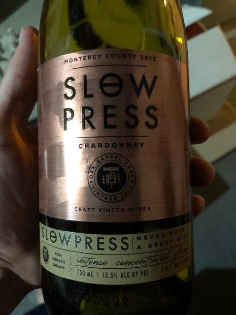 2015 Slow Press Wines Chardonnay, USA, California, Central Coast ...