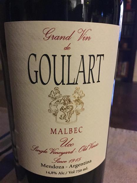 2008 Bodega Goulart Malbec Grand Vin de Goulart Uco Single Vineyard ...