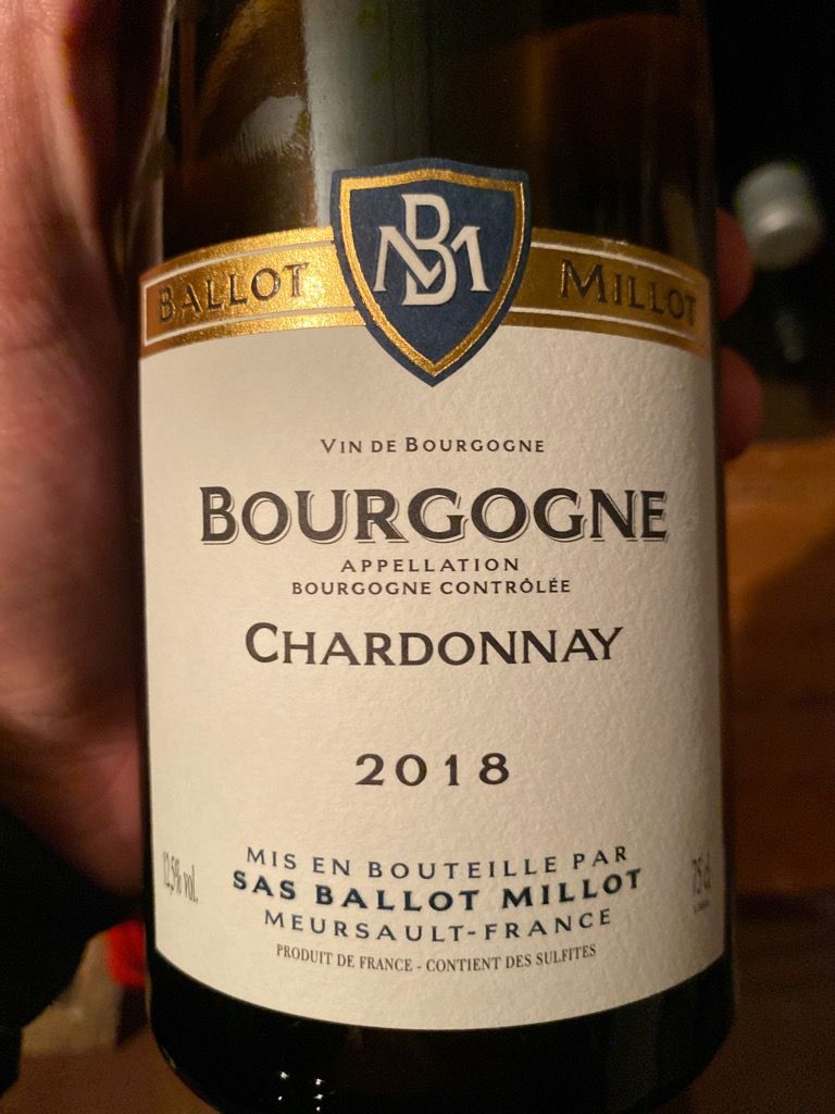 2018 Ballot-Millot & Fils Chardonnay Bourgogne, France, Burgundy ...