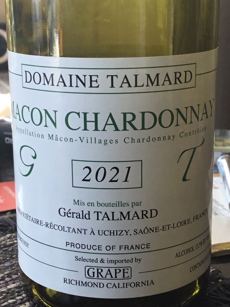 2021 Domaine Talmard Mâcon-Chardonnay, France, Burgundy, Mâconnais ...