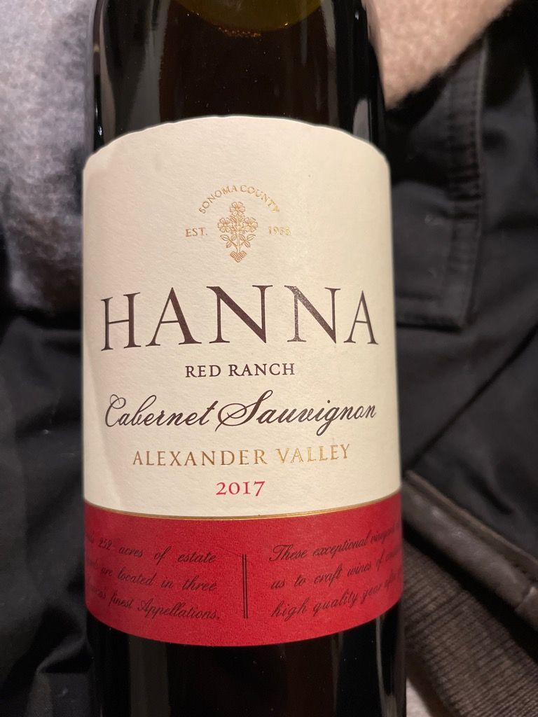 2017 Hanna Cabernet Sauvignon Red Ranch, USA, California, Sonoma County ...