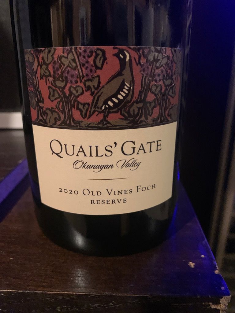 2020 Quails' Gate Estate Winery Old Vines Foch (O.V.F.) Reserve, Canada ...