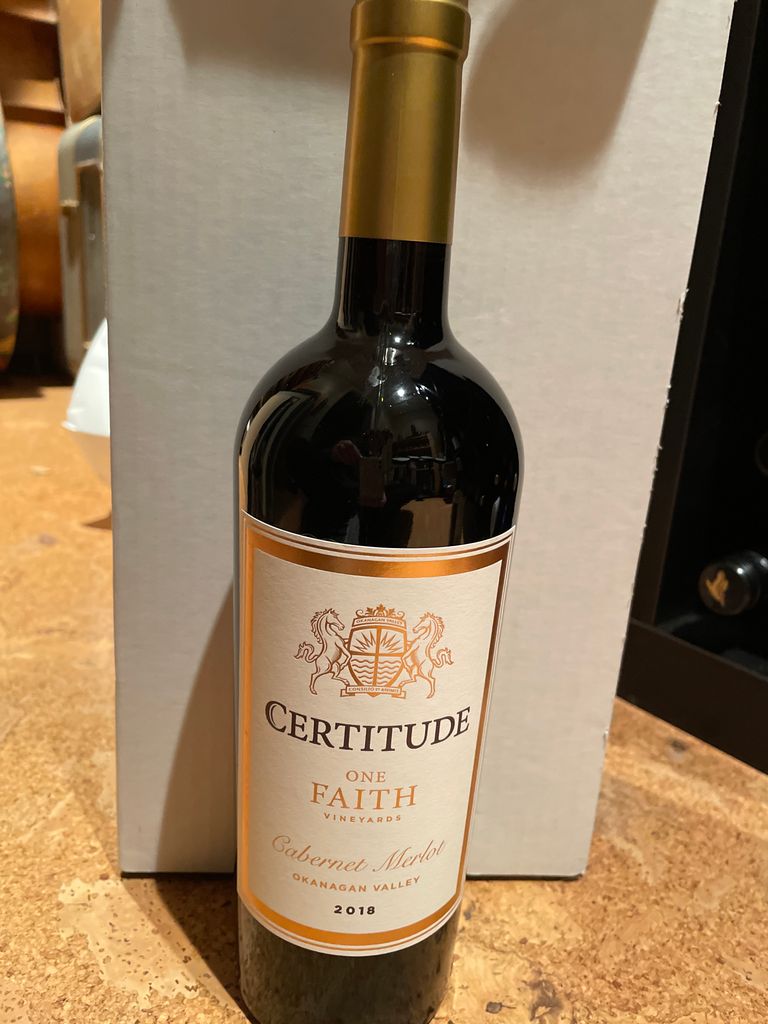 2018 One Faith Vineyards Certitude, Canada, British Columbia, Okanagan ...