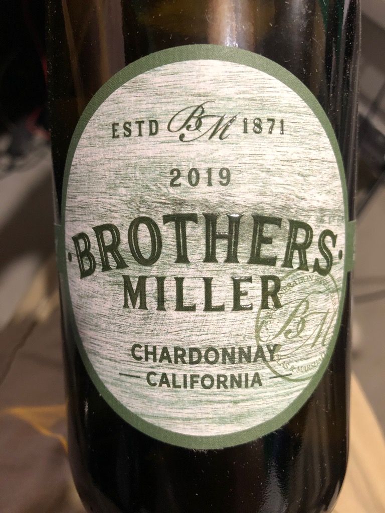 2019 Brothers Miller Unoaked Chardonnay, USA, California, Central Coast ...