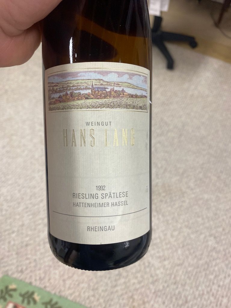 1992 Hans Lang Hattenheimer Hassel Riesling Spätlese, Germany, Rheingau ...