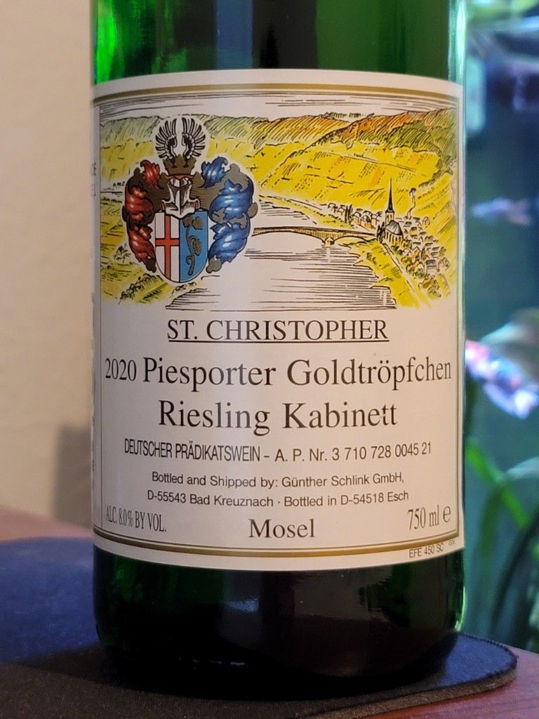 2020 St. Christopher Piesporter Goldtröpfchen Riesling Kabinett ...