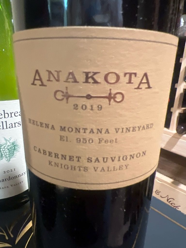 2021 Anakota Cabernet Sauvignon Helena Montana Vineyard, USA ...