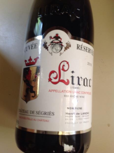 2016 Château de Ségriès Lirac Cuvée Réservée, France, Rhône, Southern ...