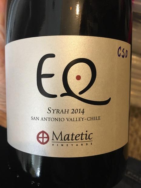 2014 Matetic Vineyards Syrah EQ, Chile, San Antonio Valley - CellarTracker