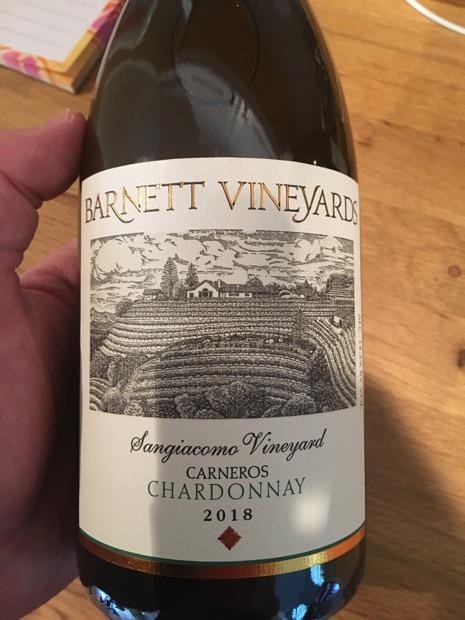 2018 Barnett Vineyards Chardonnay Sangiacomo Vineyard, USA, California ...