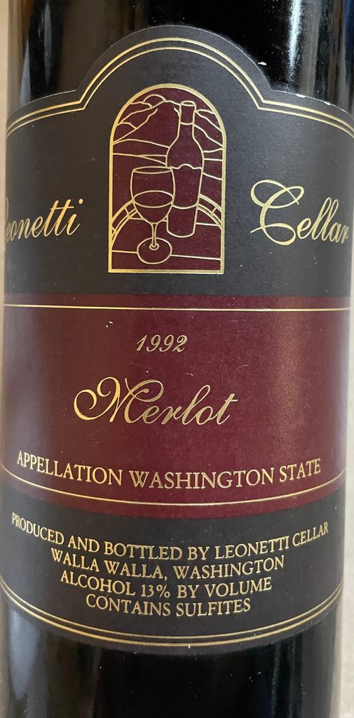 1992 Leonetti Cellar Merlot Washington, USA, Washington - CellarTracker