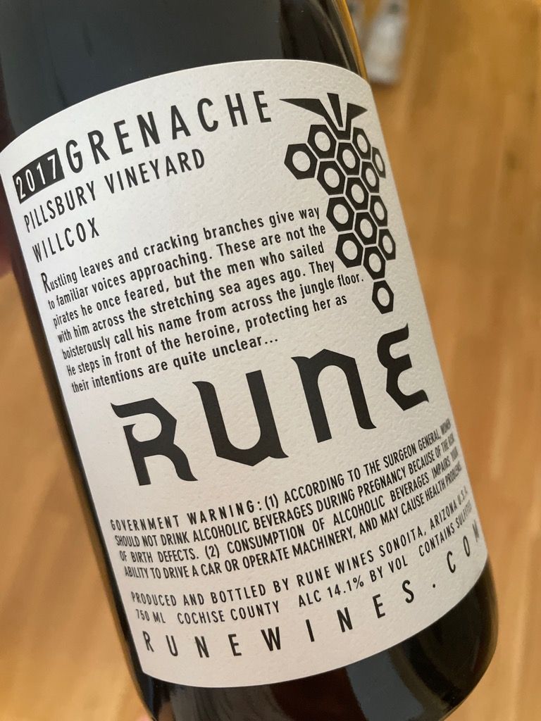 2017 Rune Wines Grenache Pillsbury Vineyard, USA, Arizona, Willcox ...