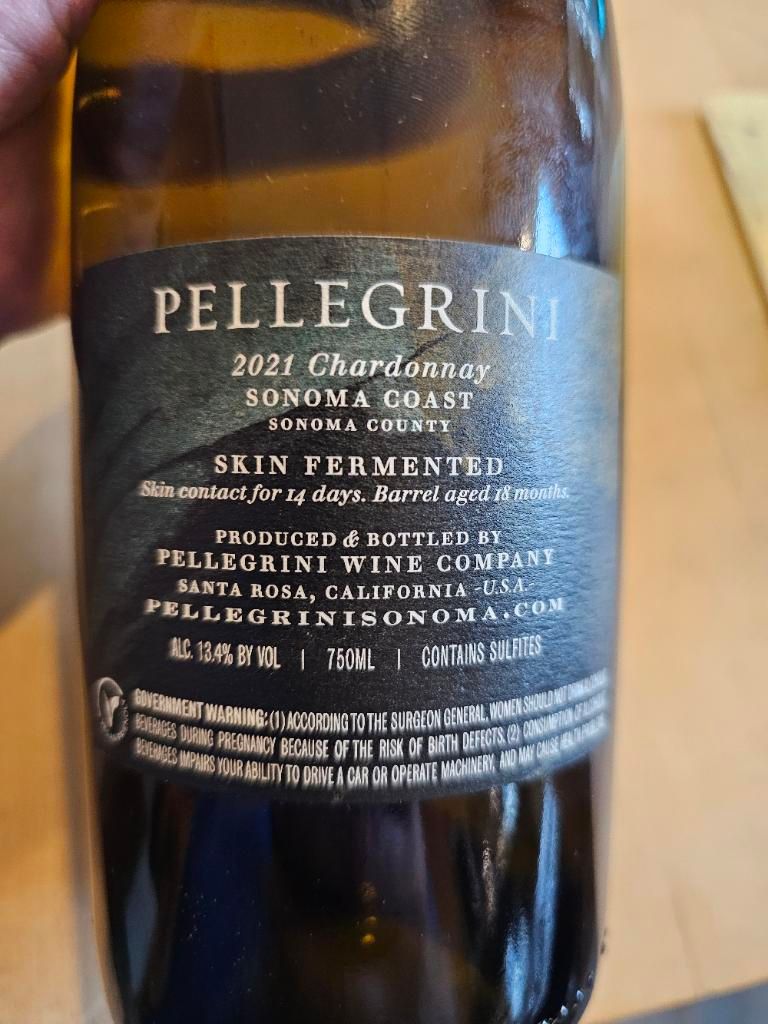 2021 Pellegrini Family Vineyards Chardonnay Skin Fermented, USA ...