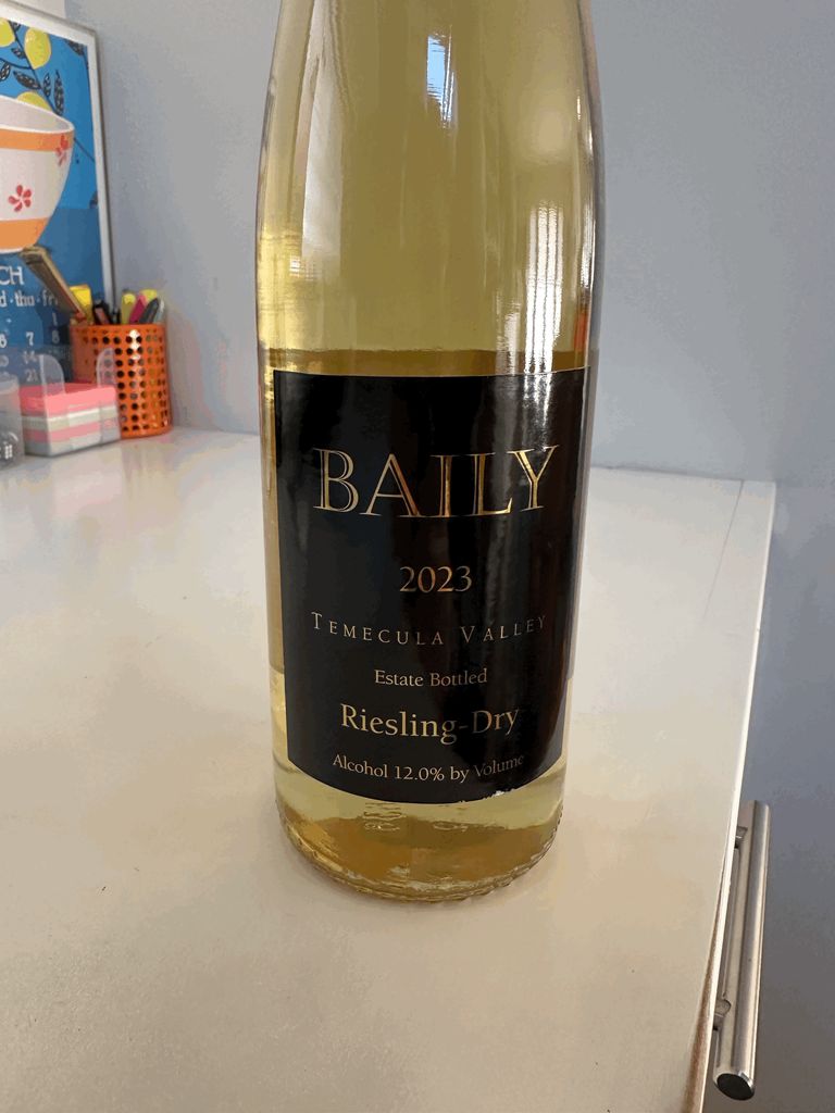 2023 Baily Dry Riesling, USA, California, South Coast, Temecula Valley ...