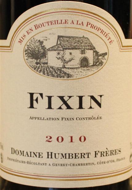 2010 Domaine Humbert Frères Fixin, France, Burgundy, Côte de Nuits ...