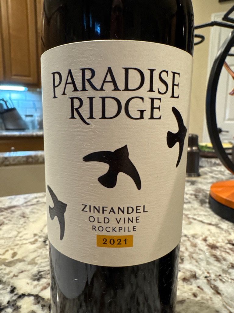 2021 Paradise Ridge Zinfandel Rockpile Vineyard, USA, California ...