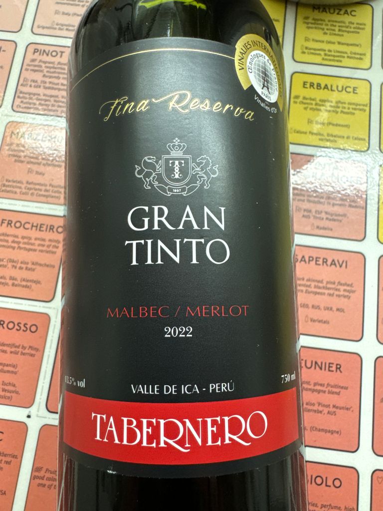 2021 Tabernero Malbec Gran Tinto Reserve, Peru, Ica, Chincha Valley ...