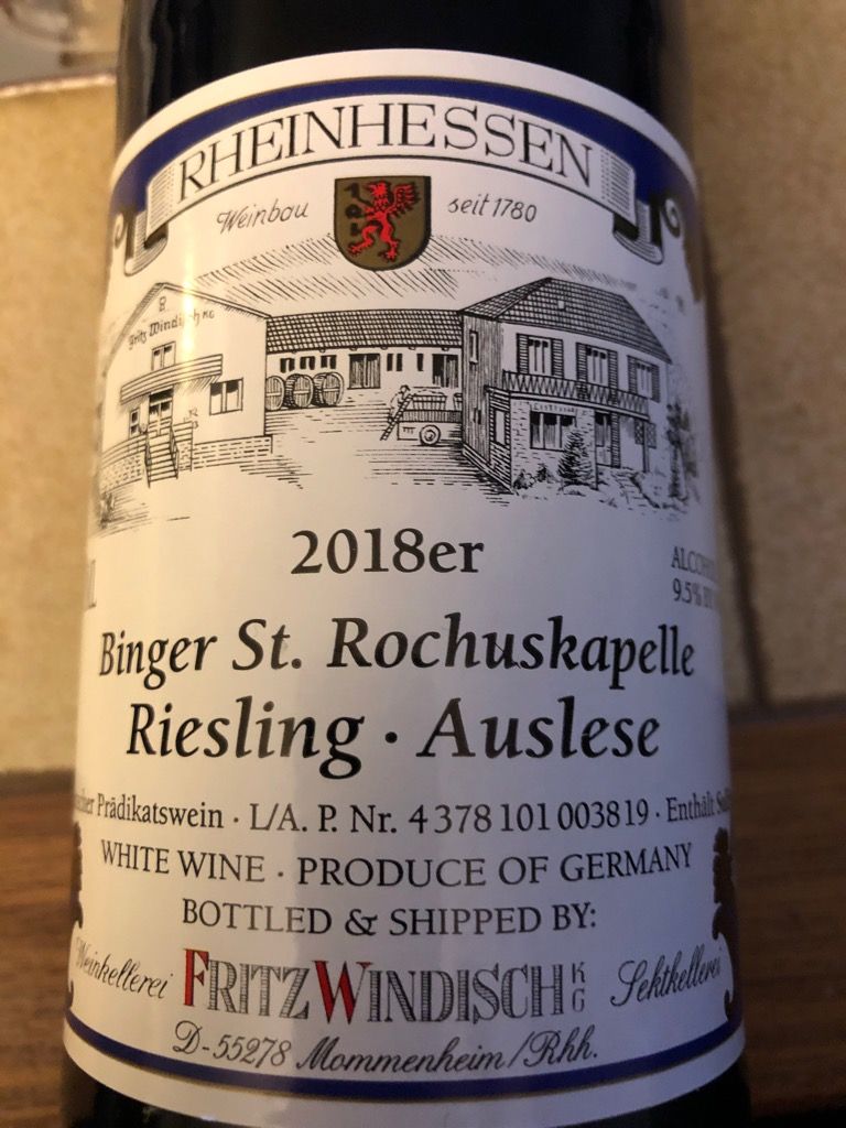 2018 Fritz Windisch Binger St Rochuskapelle Riesling Binger st ...