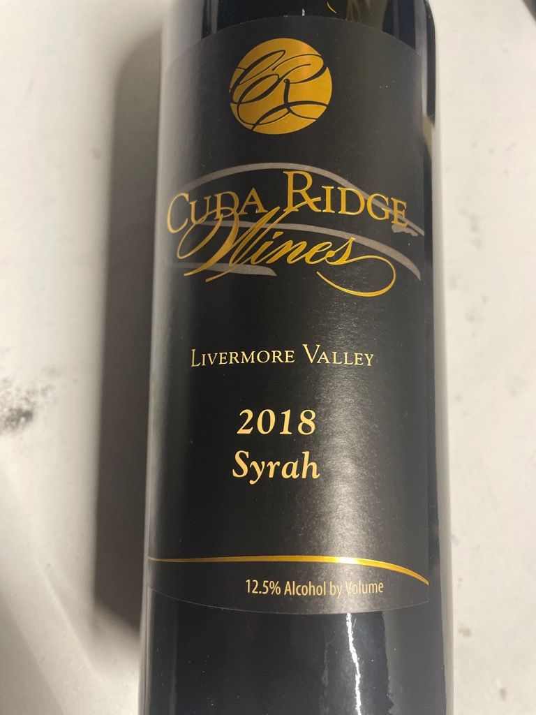 2019 Cuda Ridge Wines Syrah, USA, California, San Francisco Bay ...