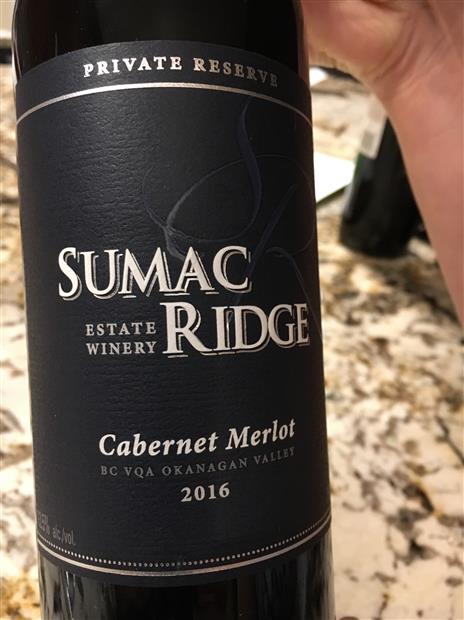 2016 Sumac Ridge Cabernet Merlot Private Reserve, Canada, British ...