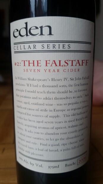 2015 Eden Ice Cider Co. Cellar Series #2: The Falstaff, USA, Vermont ...