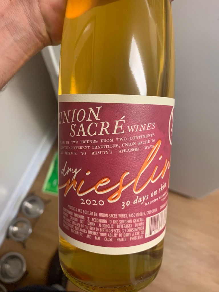 2020 Union Sacré Riesling Rancho Sisquoc Vineyard, USA, California ...