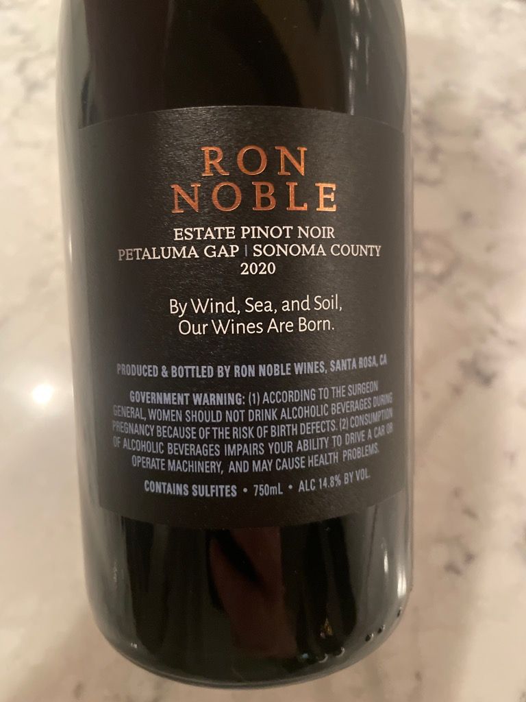 2020 Ron Noble Pinot Noir Estate, USA, California, Sonoma County ...