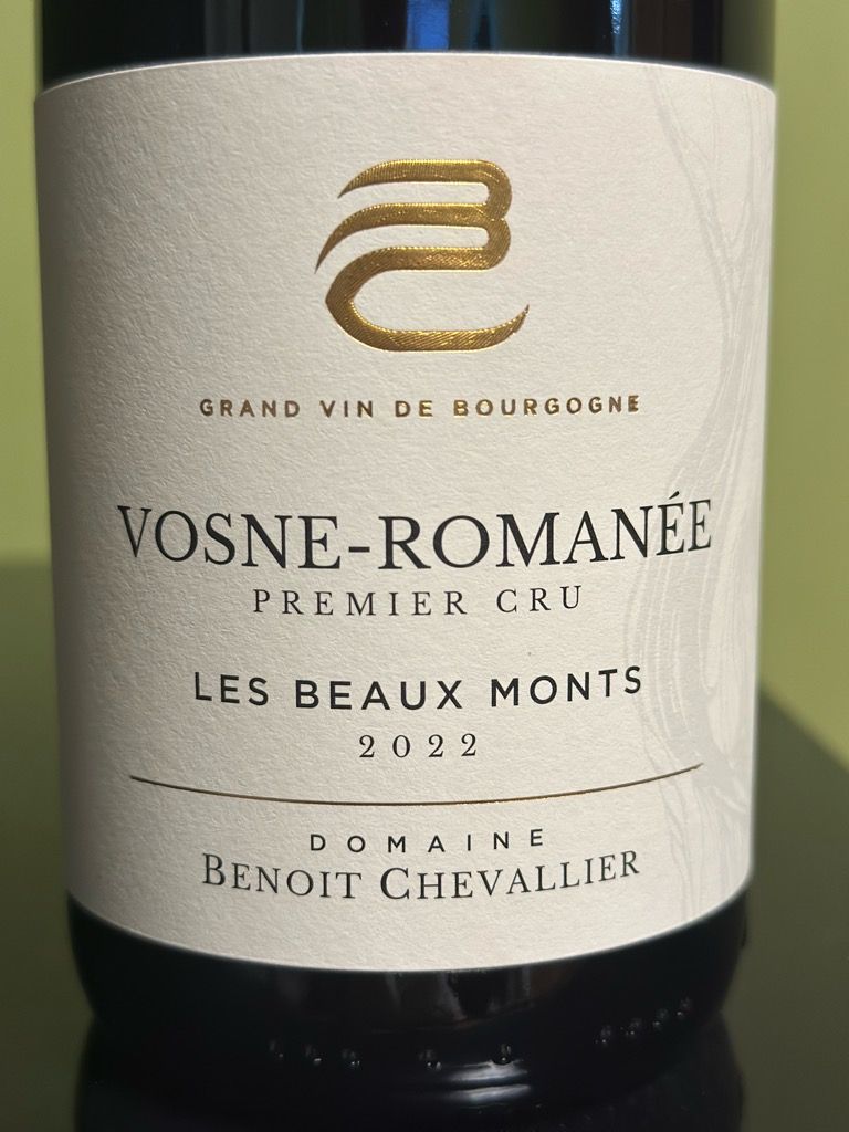 2022 Domaine Benoit Chevallier Vosne-Romanée 1er Cru Les Beaux Monts ...