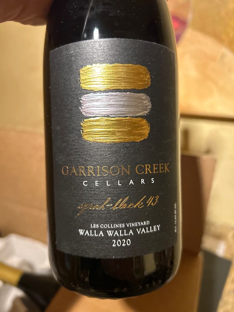 2020 Garrison Creek Cellars Syrah Block 43 Les Collines Vineyard, USA, Washington, Columbia ...