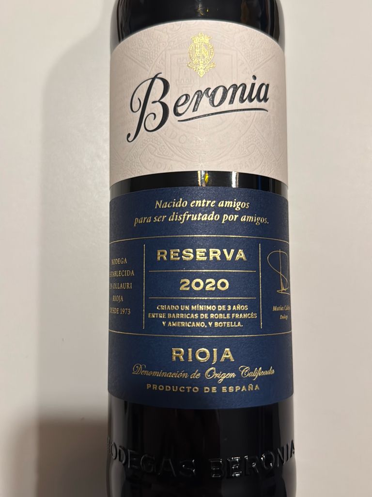 2020 Bodegas Beronia Rioja Reserva, Spain, La Rioja, Rioja - CellarTracker