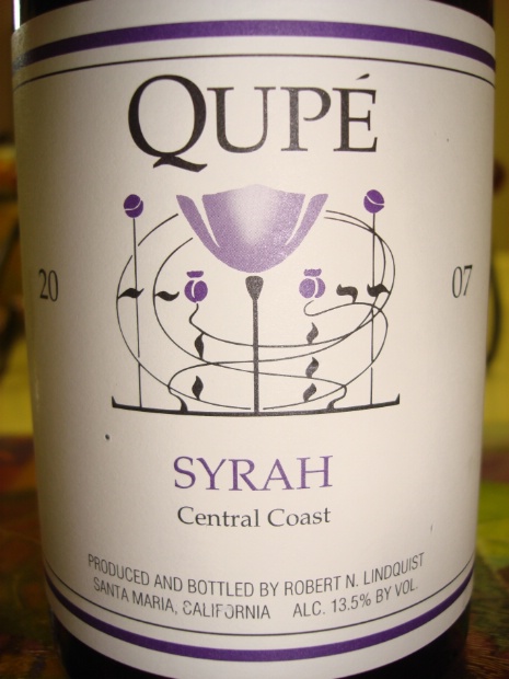 2007 Qupé Syrah, USA, California, Central Coast - CellarTracker