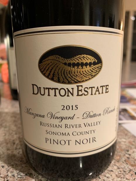 2015 Dutton Estate Pinot Noir Dutton Ranch Manzana Vineyard, USA ...