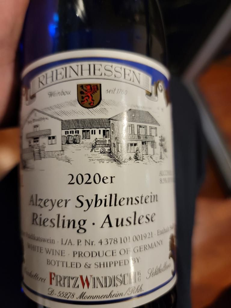 2020 Fritz Windisch Alzeyer Sybillenstein Riesling Haus Brandt Auslese ...