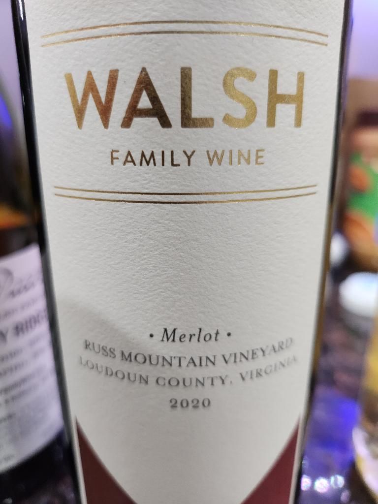 2021 Walsh Family Wine Merlot Russ Mountain Vineyard, USA, Virginia ...