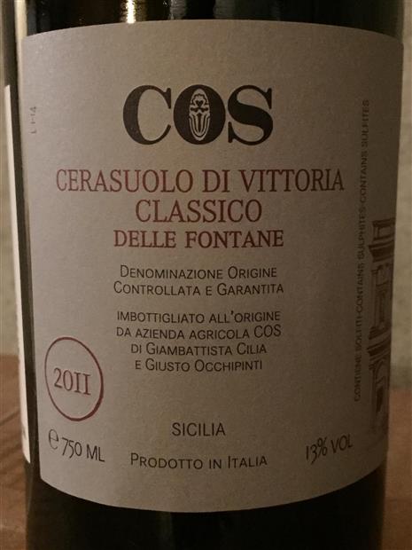 2011 COS Cerasuolo di Vittoria Classico Delle Fontane, Italy, Sicily ...