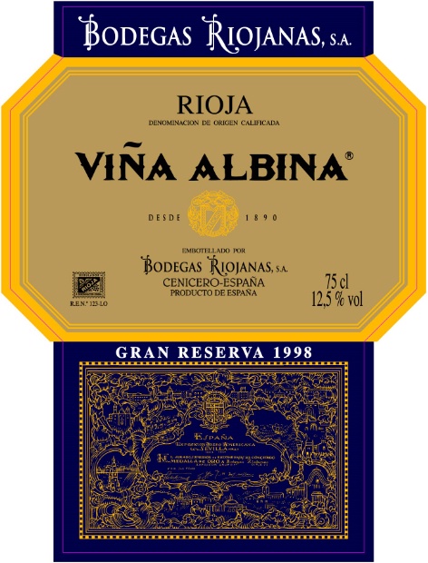 1998 Bodegas Riojanas Rioja Viña Albina Gran Reserva, Spain, La Rioja ...