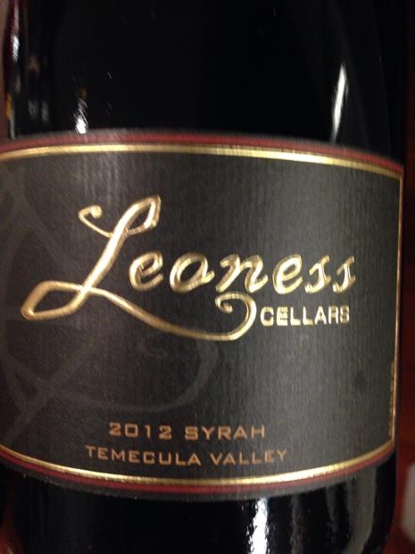 2012 Leoness Cellars Syrah, USA, California, South Coast, Temecula ...