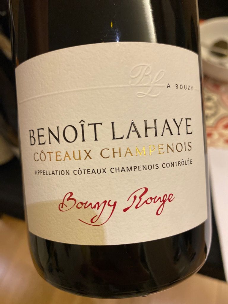 2018 Benoît Lahaye Coteaux Champenois Bouzy Rouge, France, Champagne ...