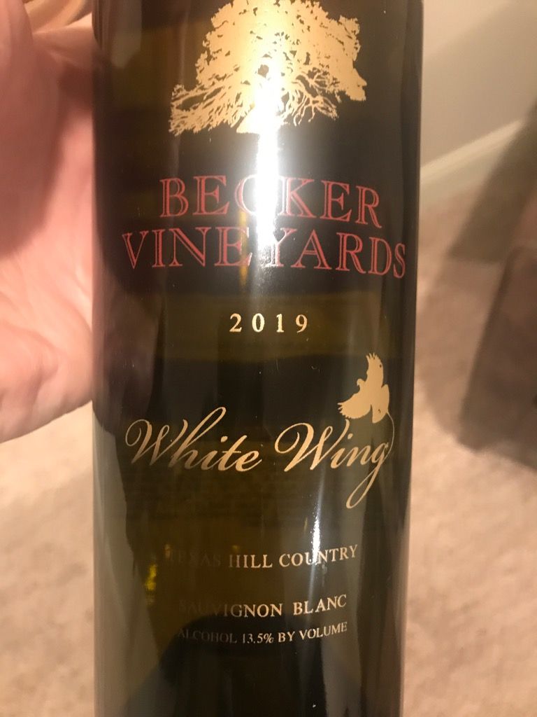 2019 Becker Vineyards Sauvignon Blanc White Wing, USA, Texas, Texas ...