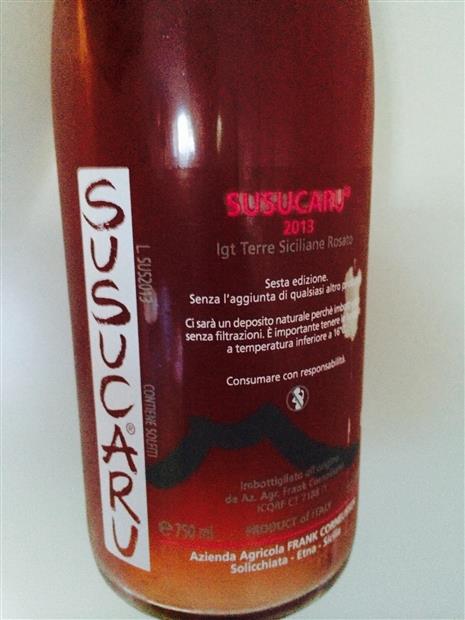 NV Frank Cornelissen Susucaru Rosato, Italy, Sicily, Terre Siciliane ...