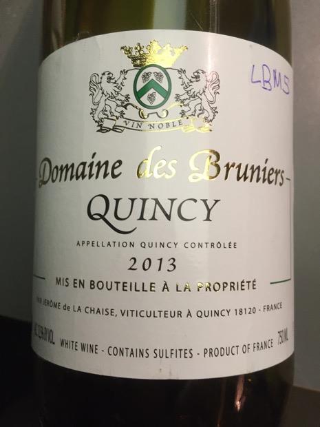 2013 Domaine Des Bruniers Quincy, France, Loire Valley, Upper Loire ...