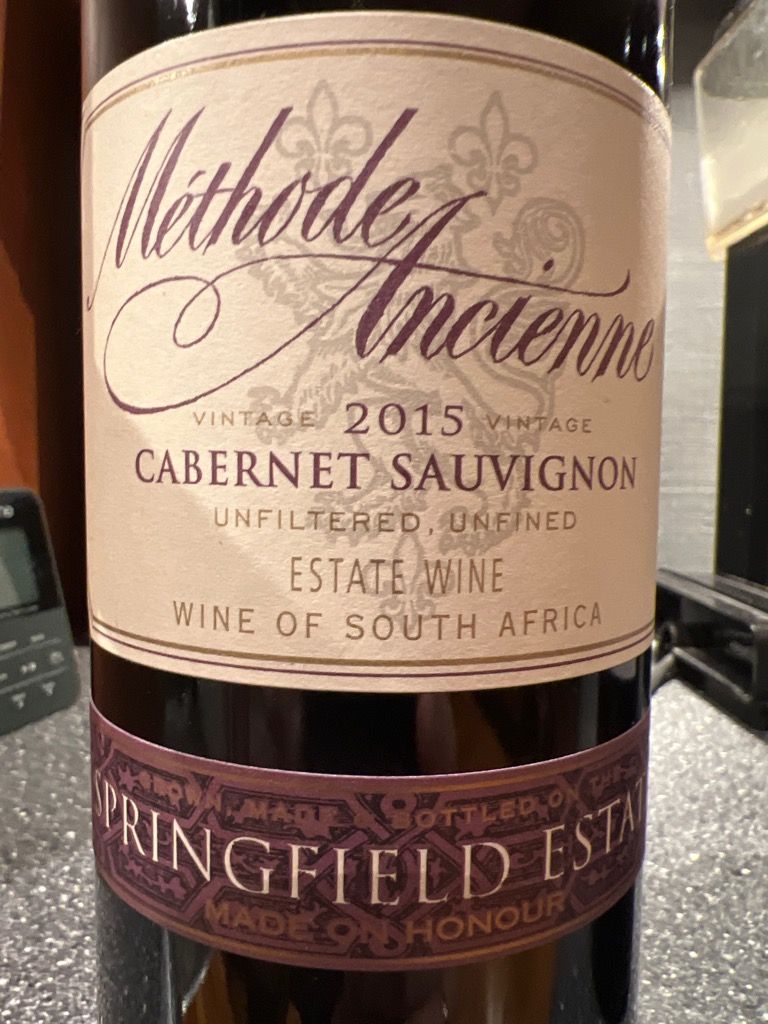 2015 Springfield Estate Cabernet Sauvignon Méthode Ancienne, South ...