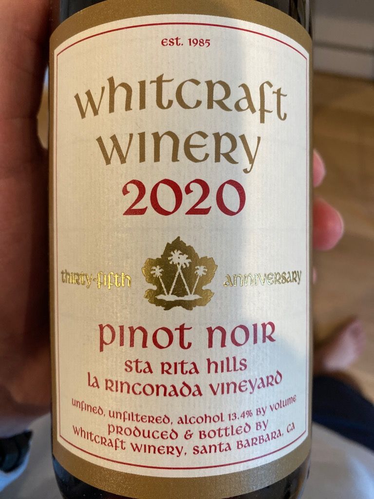 2020 Whitcraft Winery Pinot Noir La Rinconada Vineyard, USA, California ...