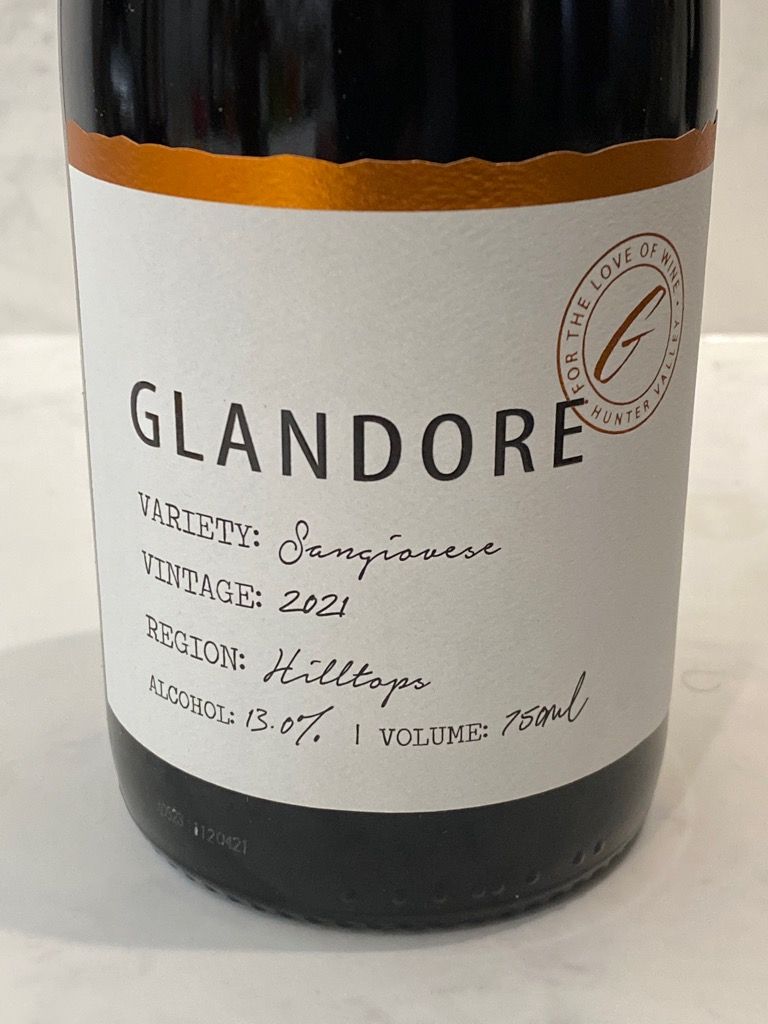 2021 Glandore Estate Wines Sangiovese Regional Series Hilltops ...
